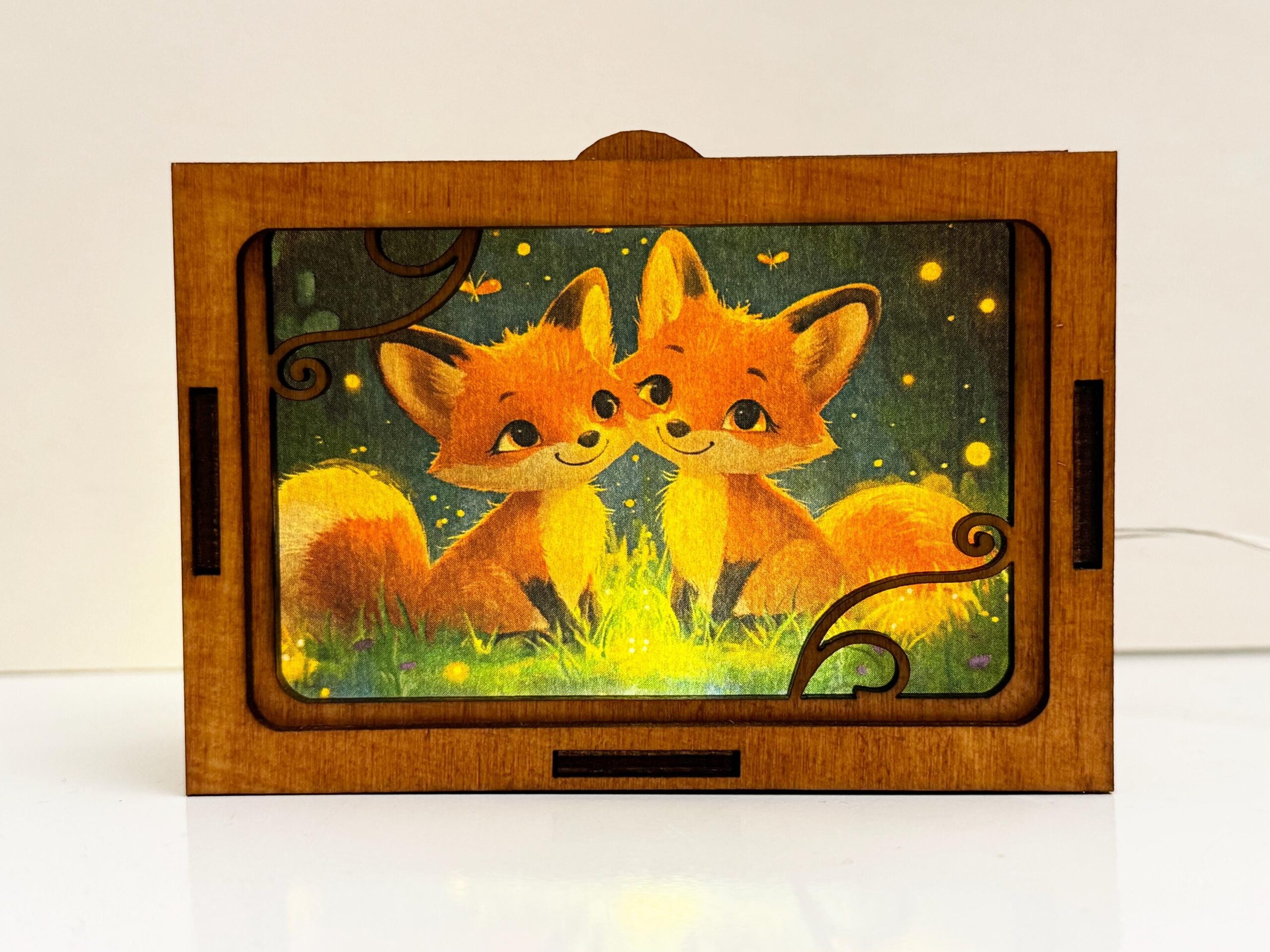 Two Foxes In The Forest Night Lamp Lantern, Cute Magical Fox Forest ...