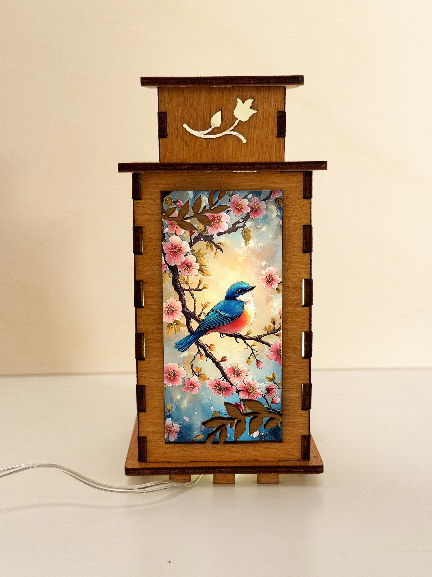 Bird With Flowers Wooden Lamp, Bird Light Home Decor » Artiviesta
