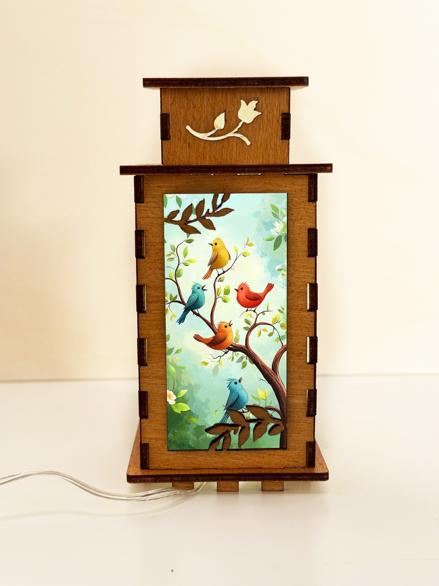 Colorful Birds On A Branch Wooden Night Lamp, Bird Light Home Decor ...
